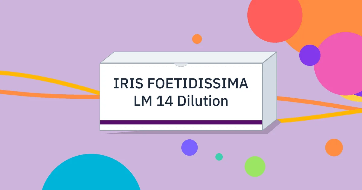 Symbolbild: Packung mit der Aufschrift IRIS FOETIDISSIMA LM 14 Dilution (PZN 12913935) – Verfügbarkeit und Bezug in Apotheken in Frankfurt am Main