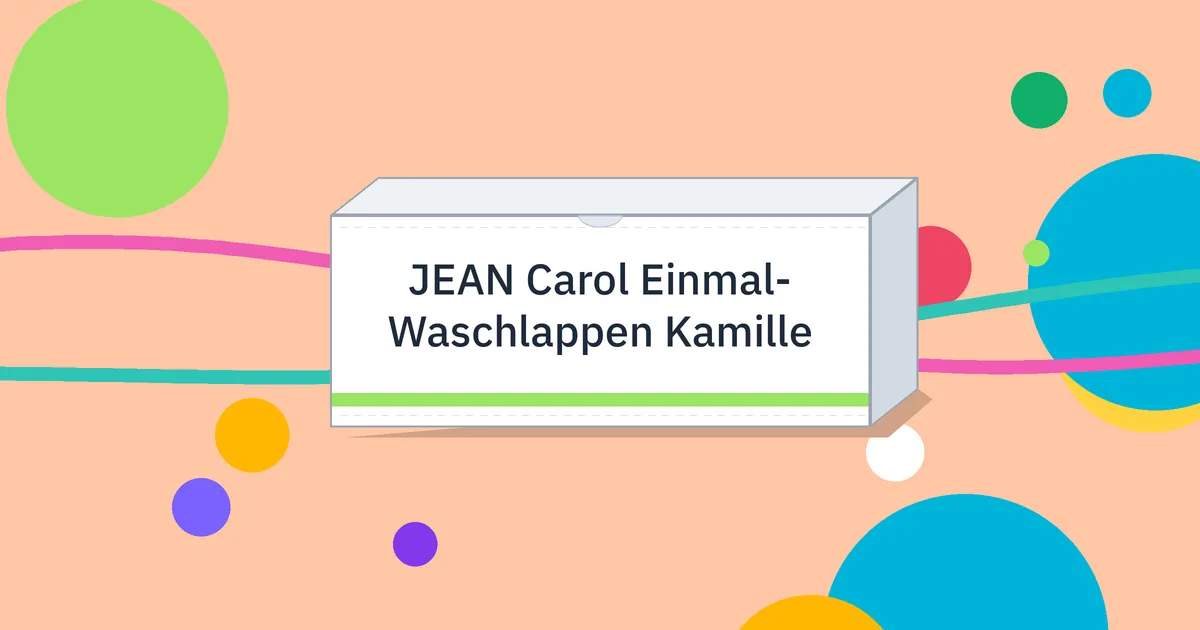 Symbolbild: Packung mit der Aufschrift JEAN Carol Einmal-Waschlappen Kamille (PZN 09705914) – Verfügbarkeit und Bezug in Apotheken in Frankfurt am Main