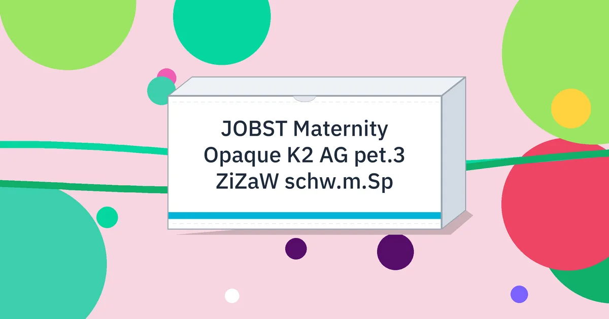Symbolbild: Packung mit der Aufschrift JOBST Maternity Opaque K2 AG pet.3 ZiZaW schw.m.Sp (PZN 15853949) – Verfügbarkeit und Bezug in Apotheken in Frankfurt am Main