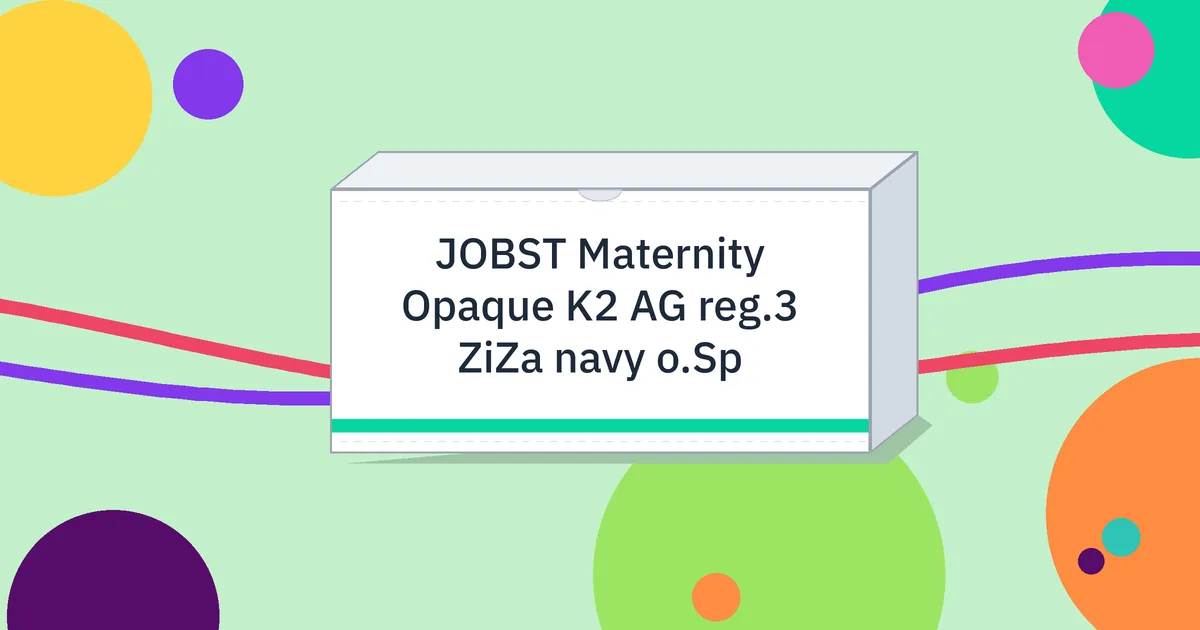 Symbolbild: Packung mit der Aufschrift JOBST Maternity Opaque K2 AG reg.3 ZiZa navy o.Sp (PZN 15860464) – Verfügbarkeit und Bezug in Apotheken in Frankfurt am Main