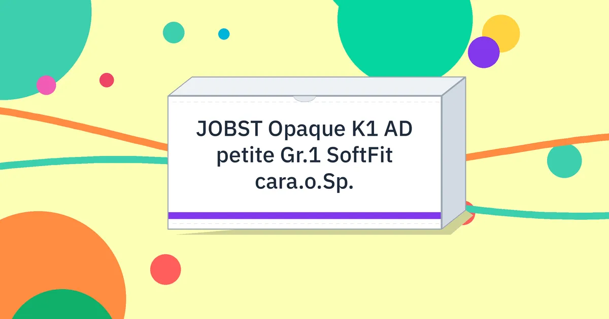 Symbolbild: Packung mit der Aufschrift JOBST Opaque K1 AD petite Gr.1 SoftFit cara.o.Sp. (PZN 13080414) – Verfügbarkeit und Bezug in Apotheken in Frankfurt am Main
