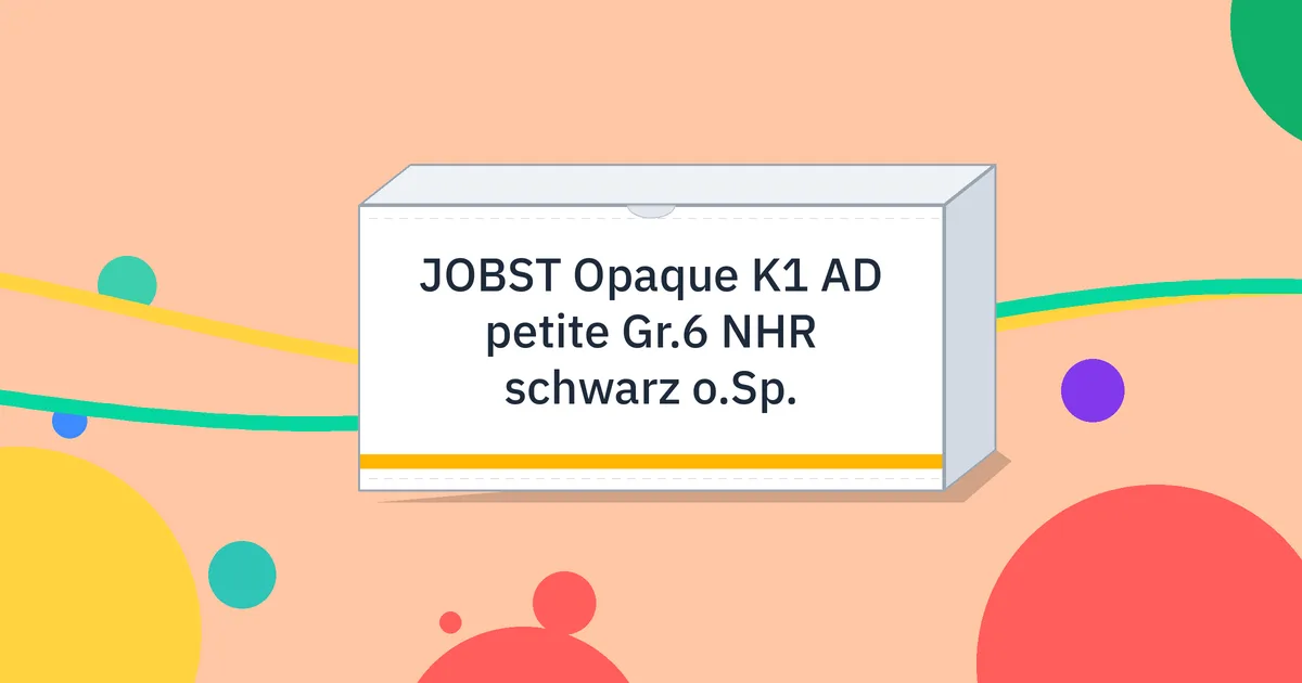 Symbolbild: Packung mit der Aufschrift JOBST Opaque K1 AD petite Gr.6 NHR schwarz o.Sp. (PZN 13080271) – Verfügbarkeit und Bezug in Apotheken in Frankfurt am Main