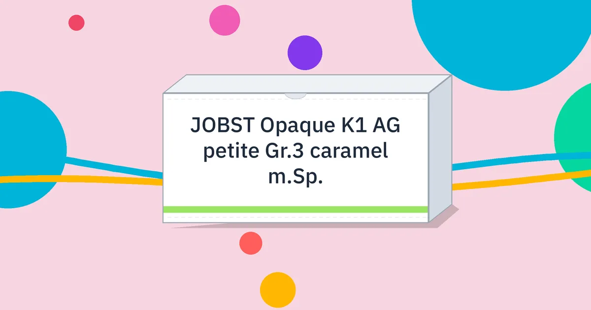 Symbolbild: Packung mit der Aufschrift JOBST Opaque K1 AG petite Gr.3 caramel m.Sp. (PZN 13083364) – Verfügbarkeit und Bezug in Apotheken in Frankfurt am Main