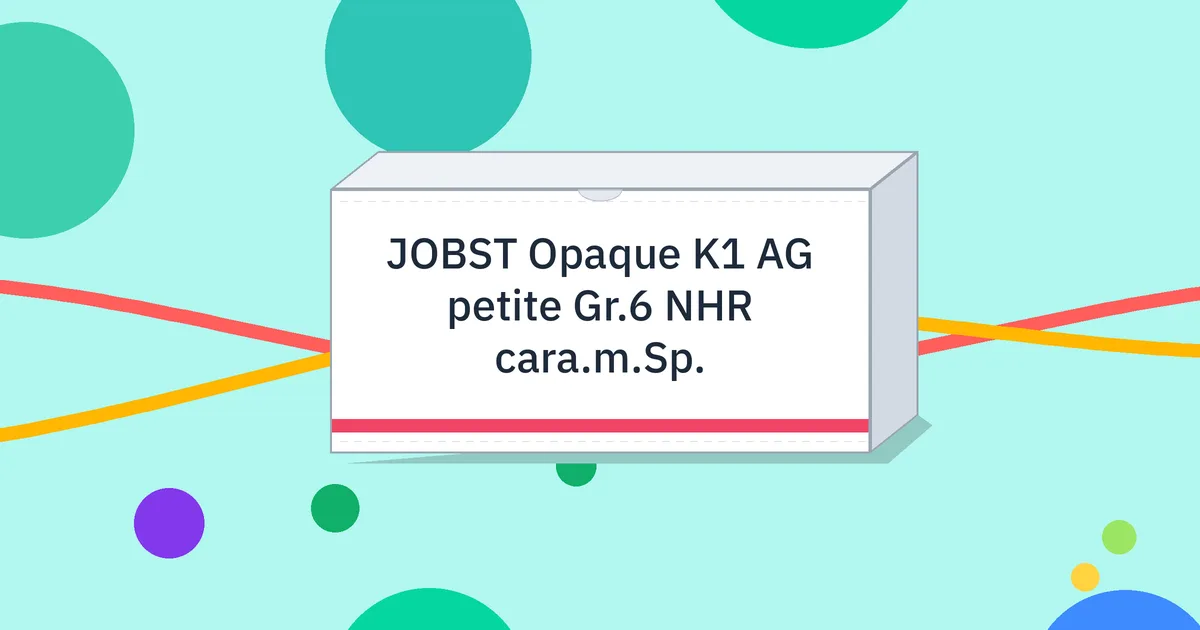 Symbolbild: Packung mit der Aufschrift JOBST Opaque K1 AG petite Gr.6 NHR cara.m.Sp. (PZN 13084375) – Verfügbarkeit und Bezug in Apotheken in Frankfurt am Main