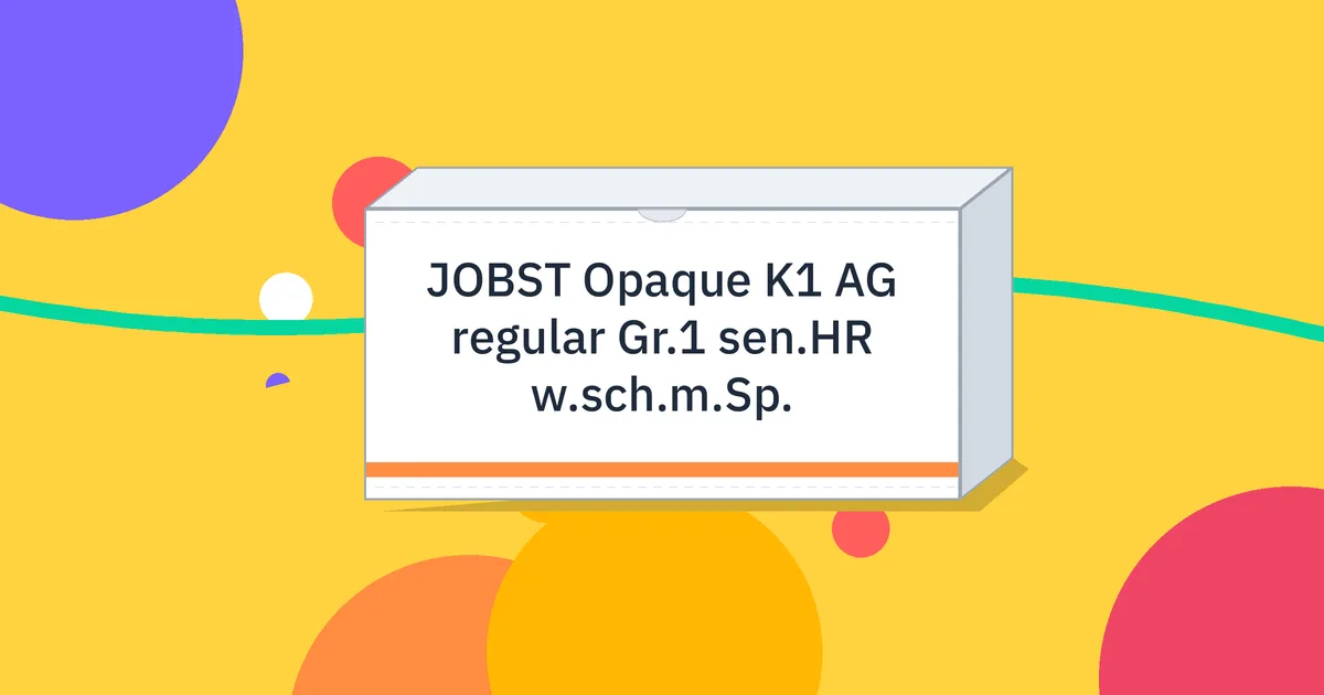 Symbolbild: Packung mit der Aufschrift JOBST Opaque K1 AG regular Gr.1 sen.HR w.sch.m.Sp. (PZN 13093316) – Verfügbarkeit und Bezug in Apotheken in Frankfurt am Main