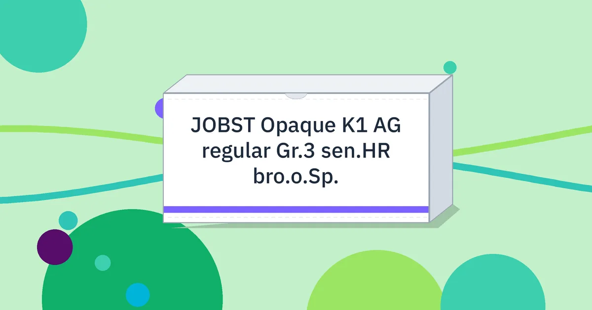 Symbolbild: Packung mit der Aufschrift JOBST Opaque K1 AG regular Gr.3 sen.HR bro.o.Sp. (PZN 13095858) – Verfügbarkeit und Bezug in Apotheken in Frankfurt am Main