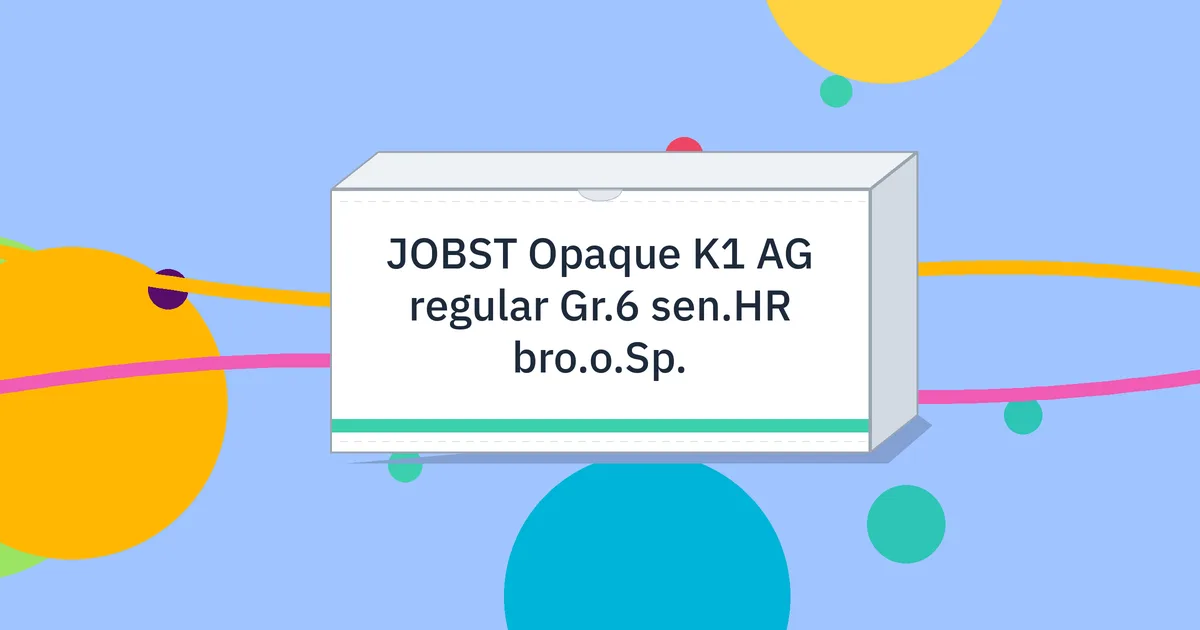 Symbolbild: Packung mit der Aufschrift JOBST Opaque K1 AG regular Gr.6 sen.HR bro.o.Sp. (PZN 13095893) – Verfügbarkeit und Bezug in Apotheken in Frankfurt am Main