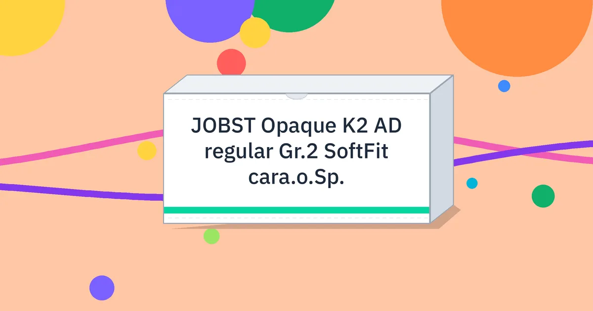 Symbolbild: Packung mit der Aufschrift JOBST Opaque K2 AD regular Gr.2 SoftFit cara.o.Sp. (PZN 11249808) – Verfügbarkeit und Bezug in Apotheken in Frankfurt am Main