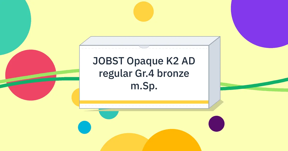 Symbolbild: Packung mit der Aufschrift JOBST Opaque K2 AD regular Gr.4 bronze m.Sp. (PZN 13110144) – Verfügbarkeit und Bezug in Apotheken in Frankfurt am Main