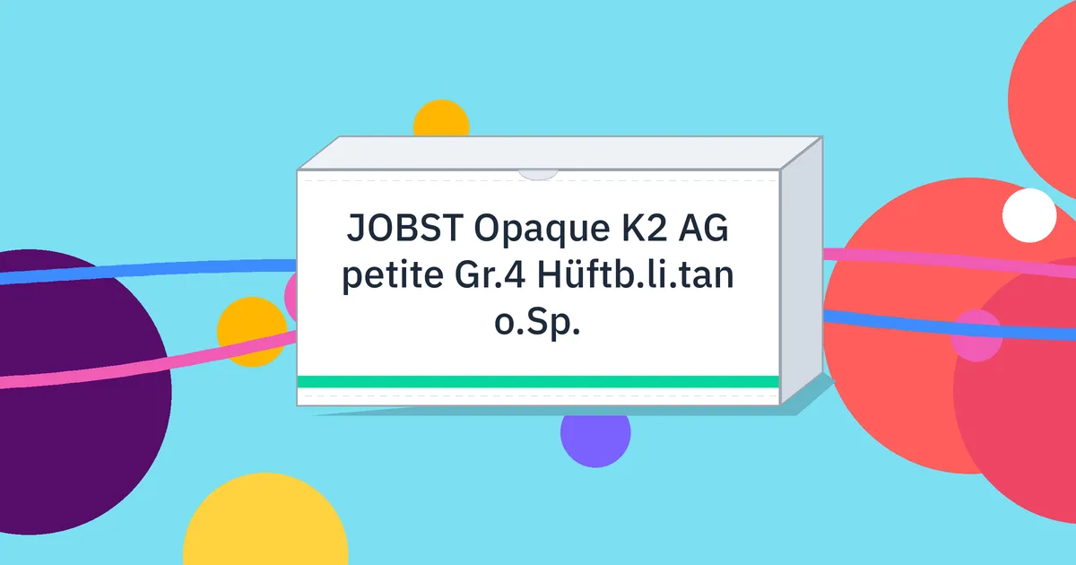 Symbolbild: Packung mit der Aufschrift JOBST Opaque K2 AG petite Gr.4 Hüftb.li.tan o.Sp. (PZN 16288204) – Verfügbarkeit und Bezug in Apotheken in Frankfurt am Main