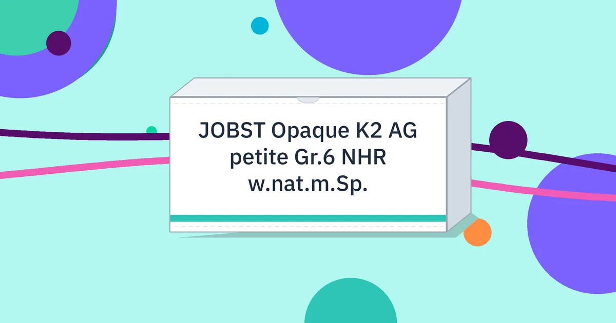 Symbolbild: Packung mit der Aufschrift JOBST Opaque K2 AG petite Gr.6 NHR w.nat.m.Sp. (PZN 11256197) – Verfügbarkeit und Bezug in Apotheken in Frankfurt am Main