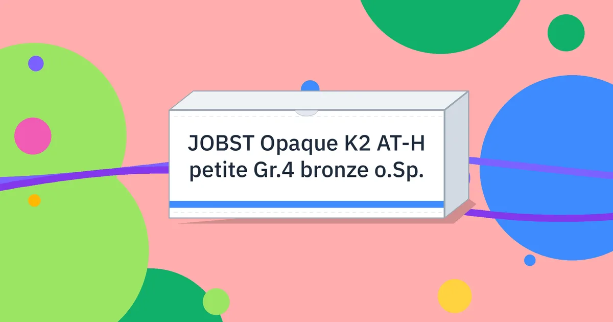 Symbolbild: Packung mit der Aufschrift JOBST Opaque K2 AT-H petite Gr.4 bronze o.Sp. (PZN 13118246) – Verfügbarkeit und Bezug in Apotheken in Frankfurt am Main