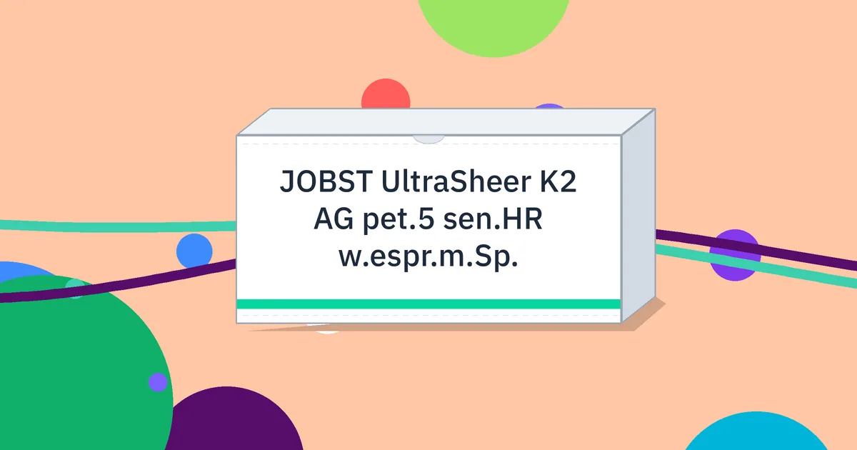 Symbolbild: Packung mit der Aufschrift JOBST UltraSheer K2 AG pet.5 sen.HR w.espr.m.Sp. (PZN 16310777) – Verfügbarkeit und Bezug in Apotheken in Frankfurt am Main