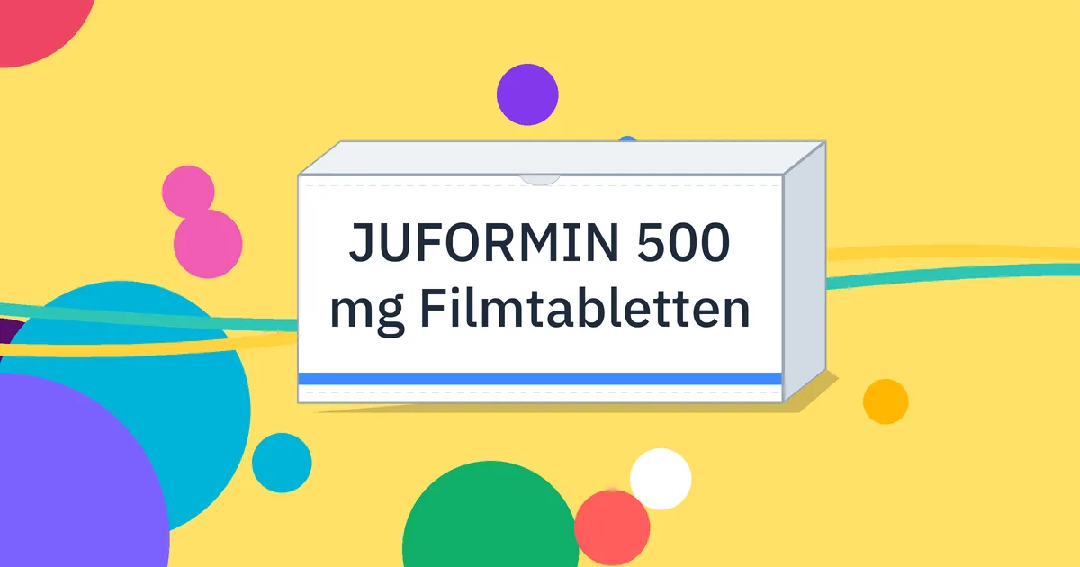 Symbolbild: Packung mit der Aufschrift JUFORMIN 500 mg Filmtabletten (PZN 11030777) – Verfügbarkeit und Bezug in Apotheken in Frankfurt am Main