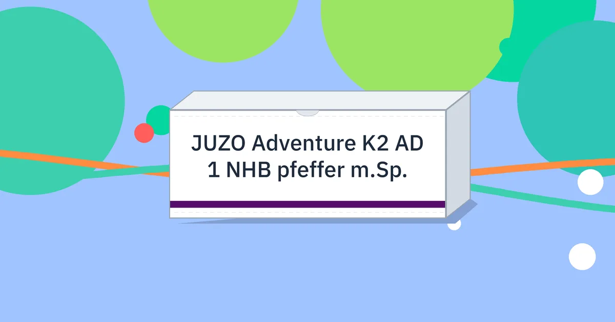 Symbolbild: Packung mit der Aufschrift JUZO Adventure K2 AD 1 NHB pfeffer m.Sp. (PZN 14974148) – Verfügbarkeit und Bezug in Apotheken in Frankfurt am Main