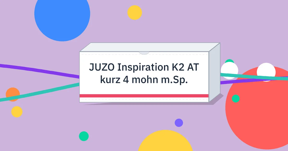 Symbolbild: Packung mit der Aufschrift JUZO Inspiration K2 AT kurz 4 mohn m.Sp. (PZN 14931340) – Verfügbarkeit und Bezug in Apotheken in Frankfurt am Main