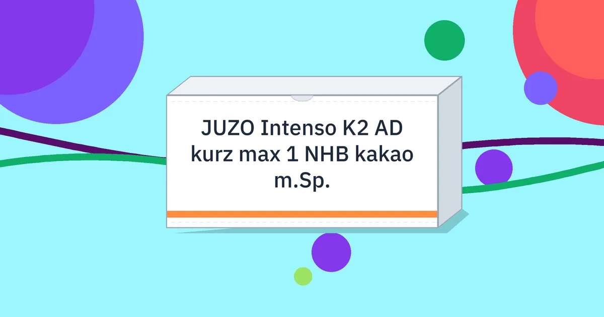 Symbolbild: Packung mit der Aufschrift JUZO Intenso K2 AD kurz max 1 NHB kakao m.Sp. (PZN 18612436) – Verfügbarkeit und Bezug in Apotheken in Frankfurt am Main