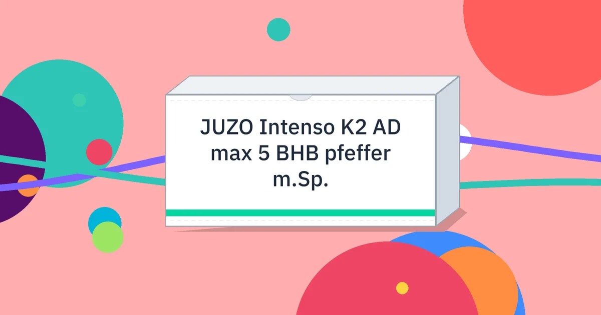 Symbolbild: Packung mit der Aufschrift JUZO Intenso K2 AD max 5 BHB pfeffer m.Sp. (PZN 18616144) – Verfügbarkeit und Bezug in Apotheken in Frankfurt am Main