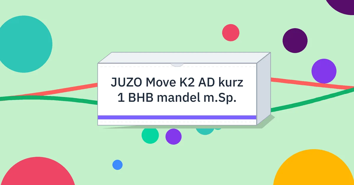 Symbolbild: Packung mit der Aufschrift JUZO Move K2 AD kurz 1 BHB mandel m.Sp. (PZN 16340494) – Verfügbarkeit und Bezug in Apotheken in Frankfurt am Main