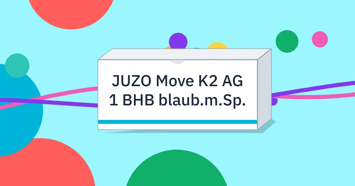 Symbolbild: Packung mit der Aufschrift JUZO Move K2 AG 1 BHB blaub.m.Sp. (PZN 18555750) – Verfügbarkeit und Bezug in Apotheken in Frankfurt am Main