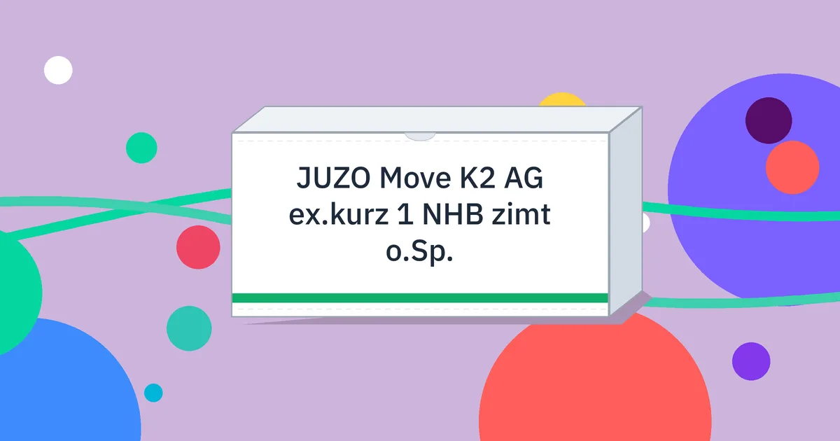 Symbolbild: Packung mit der Aufschrift JUZO Move K2 AG ex.kurz 1 NHB zimt o.Sp. (PZN 18533599) – Verfügbarkeit und Bezug in Apotheken in Frankfurt am Main