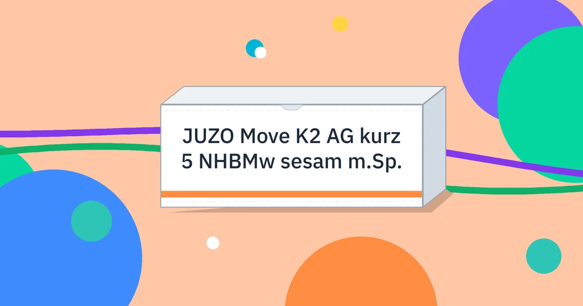 Symbolbild: Packung mit der Aufschrift JUZO Move K2 AG kurz 5 NHBMw sesam m.Sp. (PZN 18527587) – Verfügbarkeit und Bezug in Apotheken in Frankfurt am Main
