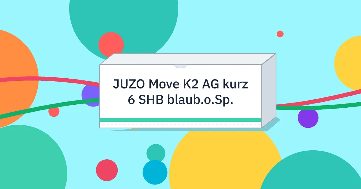 Symbolbild: Packung mit der Aufschrift JUZO Move K2 AG kurz 6 SHB blaub.o.Sp. (PZN 18561495) – Verfügbarkeit und Bezug in Apotheken in Frankfurt am Main
