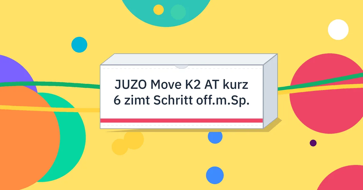 Symbolbild: Packung mit der Aufschrift JUZO Move K2 AT kurz 6 zimt Schritt off.m.Sp. (PZN 20674309) – Verfügbarkeit und Bezug in Apotheken in Frankfurt am Main