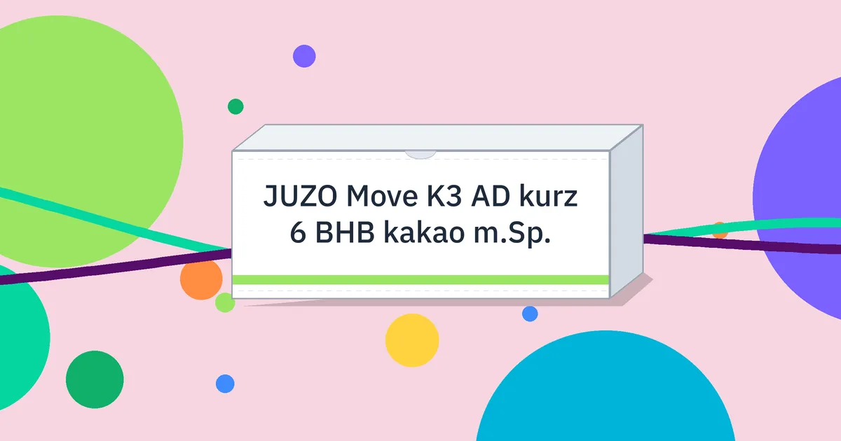 Symbolbild: Packung mit der Aufschrift JUZO Move K3 AD kurz 6 BHB kakao m.Sp. (PZN 18572435) – Verfügbarkeit und Bezug in Apotheken in Frankfurt am Main