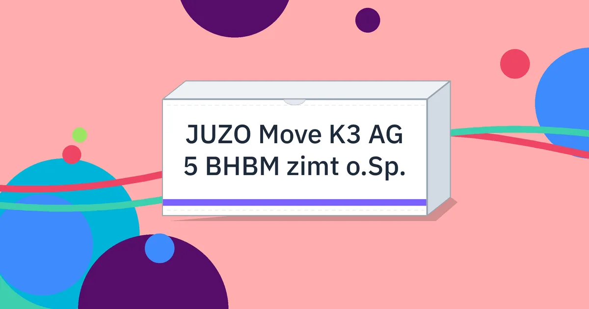 Symbolbild: Packung mit der Aufschrift JUZO Move K3 AG 5 BHBM zimt o.Sp. (PZN 18578030) – Verfügbarkeit und Bezug in Apotheken in Frankfurt am Main