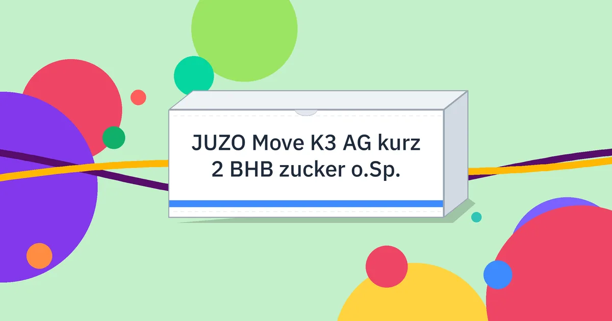 Symbolbild: Packung mit der Aufschrift JUZO Move K3 AG kurz 2 BHB zucker o.Sp. (PZN 18581457) – Verfügbarkeit und Bezug in Apotheken in Frankfurt am Main