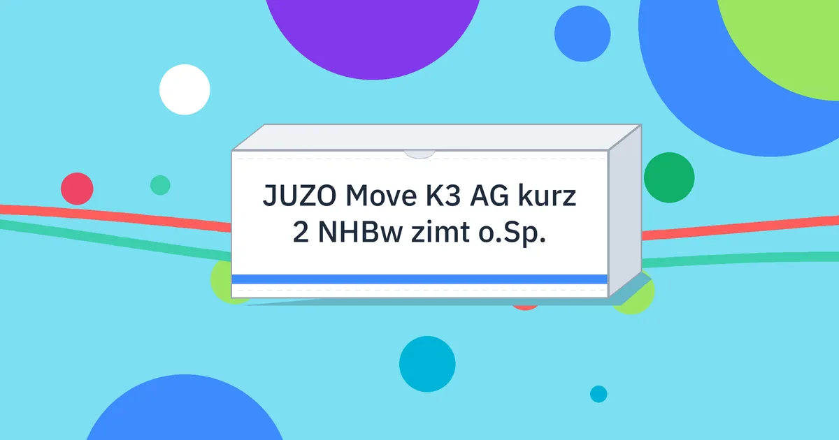 Symbolbild: Packung mit der Aufschrift JUZO Move K3 AG kurz 2 NHBw zimt o.Sp. (PZN 18580452) – Verfügbarkeit und Bezug in Apotheken in Frankfurt am Main