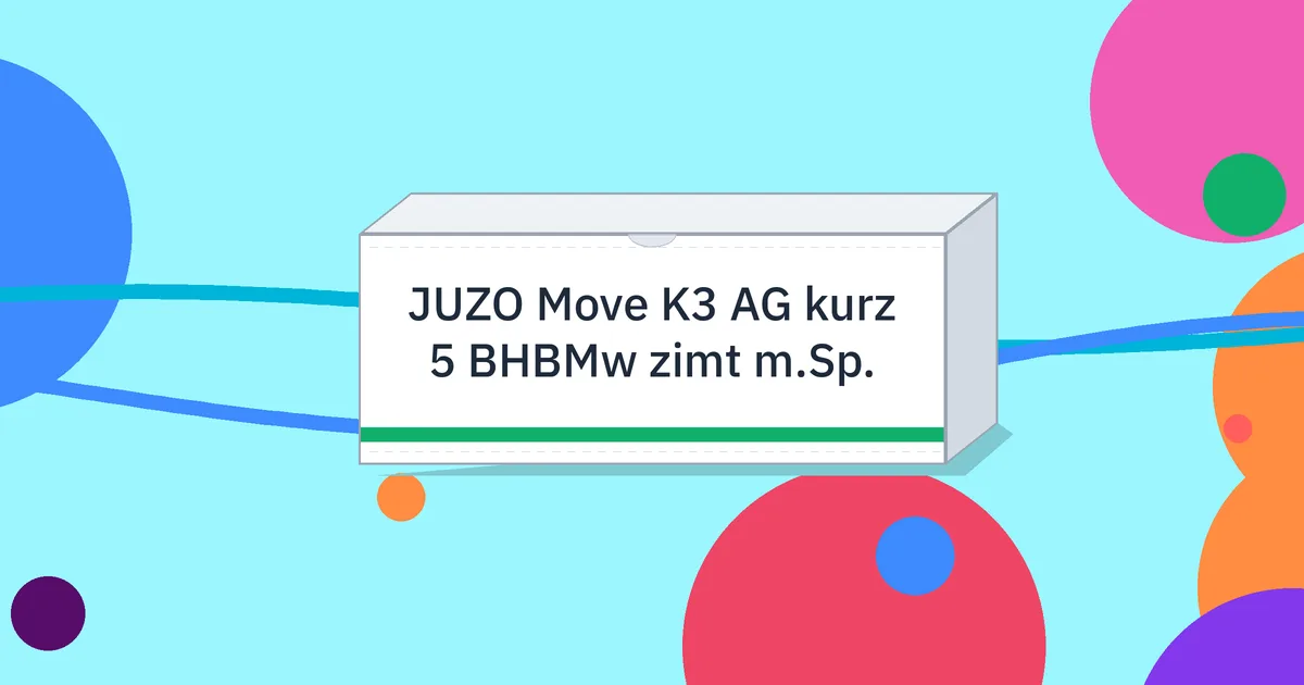 Symbolbild: Packung mit der Aufschrift JUZO Move K3 AG kurz 5 BHBMw zimt m.Sp. (PZN 18580251) – Verfügbarkeit und Bezug in Apotheken in Frankfurt am Main