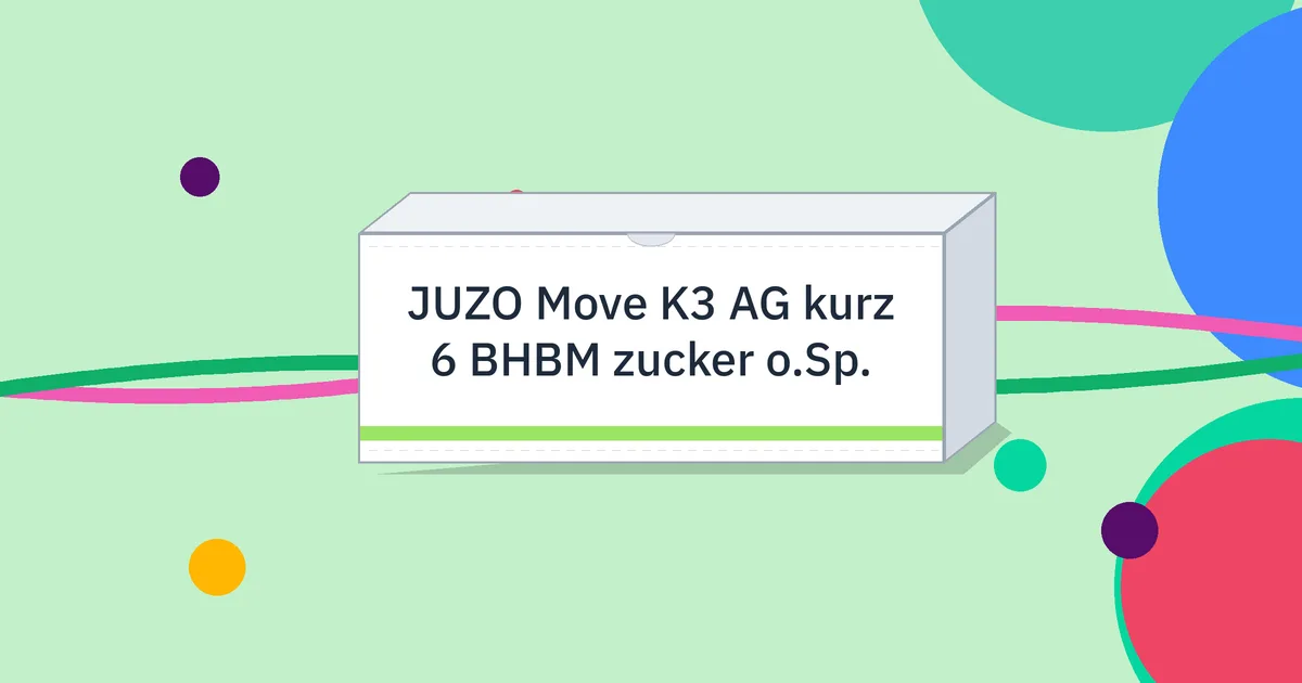 Symbolbild: Packung mit der Aufschrift JUZO Move K3 AG kurz 6 BHBM zucker o.Sp. (PZN 18581948) – Verfügbarkeit und Bezug in Apotheken in Frankfurt am Main
