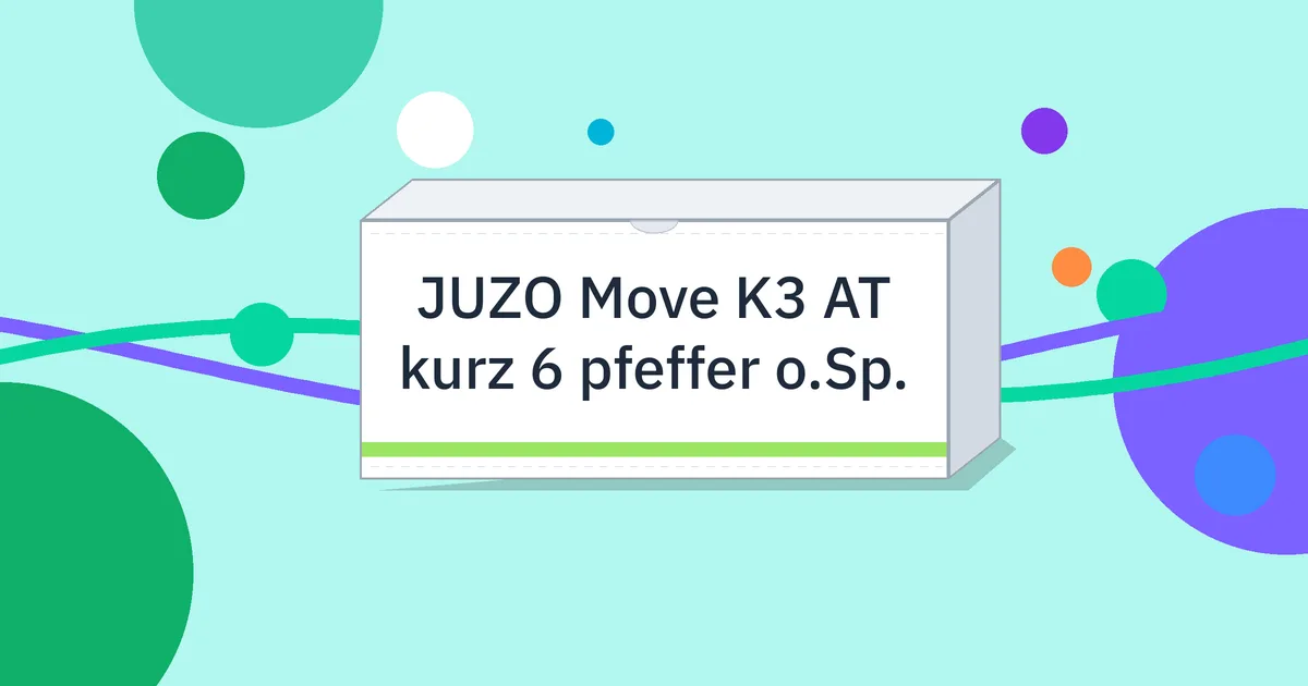 Symbolbild: Packung mit der Aufschrift JUZO Move K3 AT kurz 6 pfeffer o.Sp. (PZN 20684578) – Verfügbarkeit und Bezug in Apotheken in Frankfurt am Main