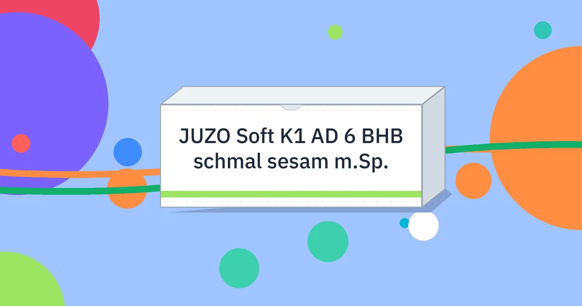 Symbolbild: Packung mit der Aufschrift JUZO Soft K1 AD 6 BHB schmal sesam m.Sp. (PZN 15461020) – Verfügbarkeit und Bezug in Apotheken in Frankfurt am Main
