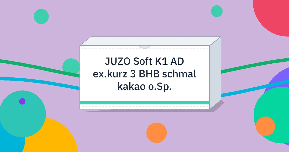 Symbolbild: Packung mit der Aufschrift JUZO Soft K1 AD ex.kurz 3 BHB schmal kakao o.Sp. (PZN 15464768) – Verfügbarkeit und Bezug in Apotheken in Frankfurt am Main