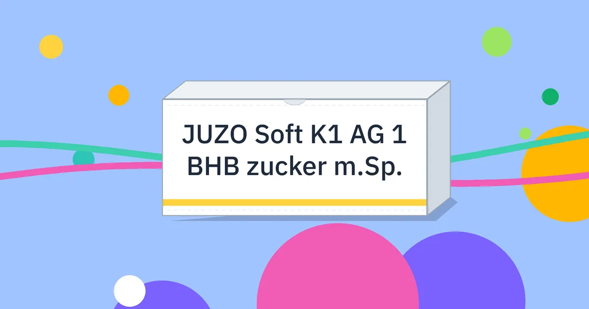 Symbolbild: Packung mit der Aufschrift JUZO Soft K1 AG 1 BHB zucker m.Sp. (PZN 14820592) – Verfügbarkeit und Bezug in Apotheken in Frankfurt am Main