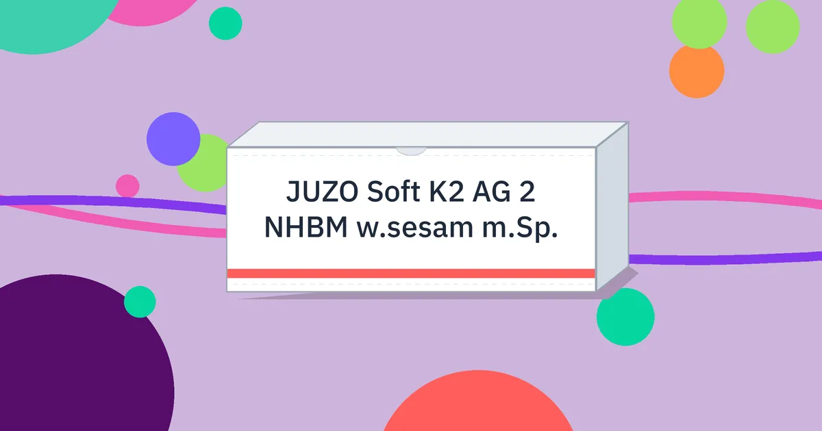 Symbolbild: Packung mit der Aufschrift JUZO Soft K2 AG 2 NHBM w.sesam m.Sp. (PZN 15018678) – Verfügbarkeit und Bezug in Apotheken in Frankfurt am Main