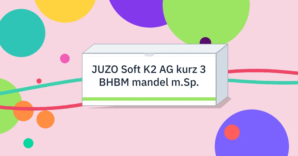 Symbolbild: Packung mit der Aufschrift JUZO Soft K2 AG kurz 3 BHBM mandel m.Sp. (PZN 14859772) – Verfügbarkeit und Bezug in Apotheken in Frankfurt am Main