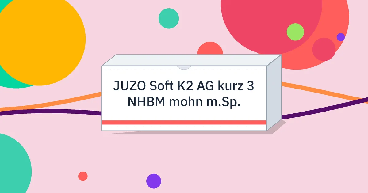 Symbolbild: Packung mit der Aufschrift JUZO Soft K2 AG kurz 3 NHBM mohn m.Sp. (PZN 15020221) – Verfügbarkeit und Bezug in Apotheken in Frankfurt am Main