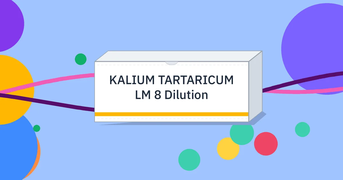Symbolbild: Packung mit der Aufschrift KALIUM TARTARICUM LM 8 Dilution (PZN 12926694) – Verfügbarkeit und Bezug in Apotheken in Frankfurt am Main