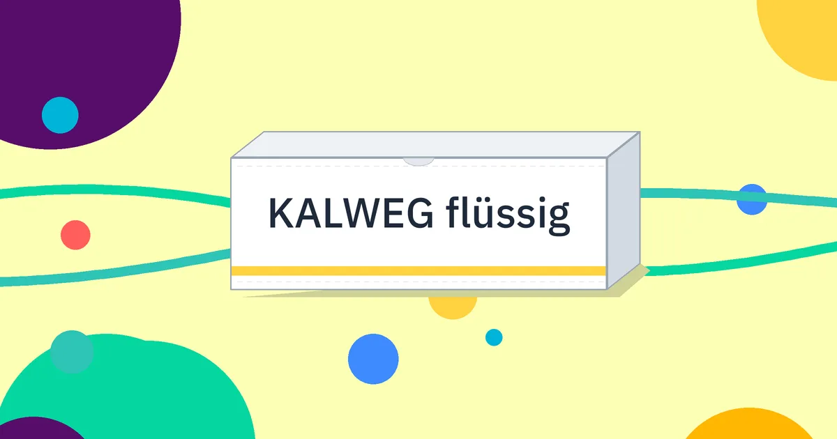 Symbolbild: Packung mit der Aufschrift KALWEG flüssig (PZN 02510426) – Verfügbarkeit und Bezug in Apotheken in Frankfurt am Main