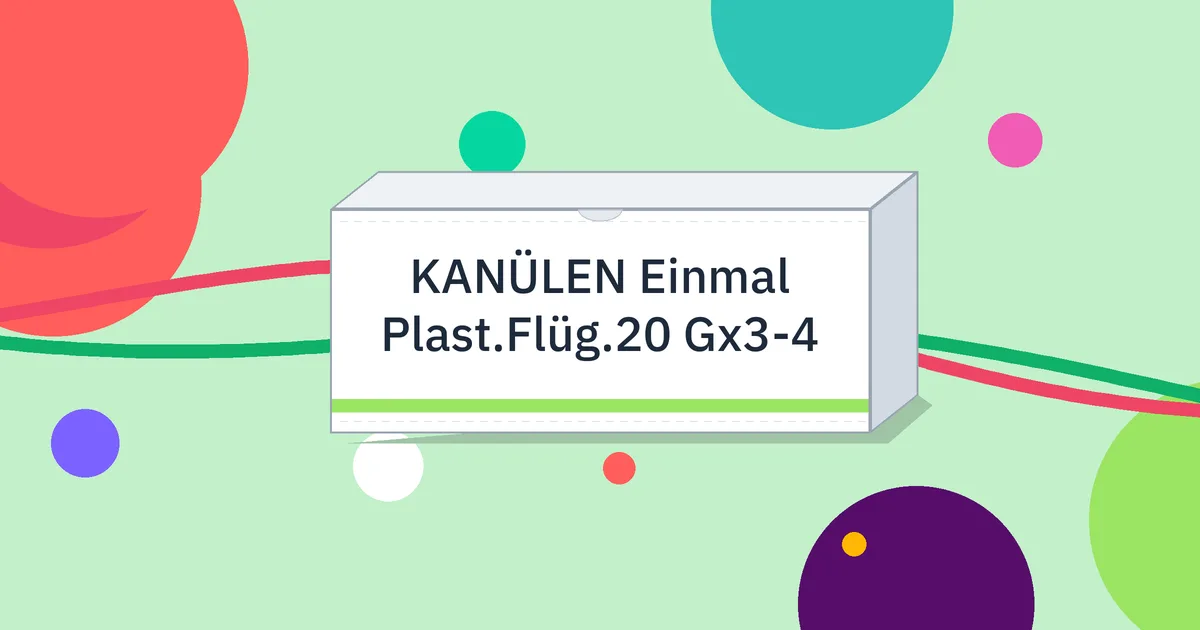Symbolbild: Packung mit der Aufschrift KANÜLEN Einmal Plast.Flüg.20 Gx3-4 (PZN 02440832) – Verfügbarkeit und Bezug in Apotheken in Frankfurt am Main