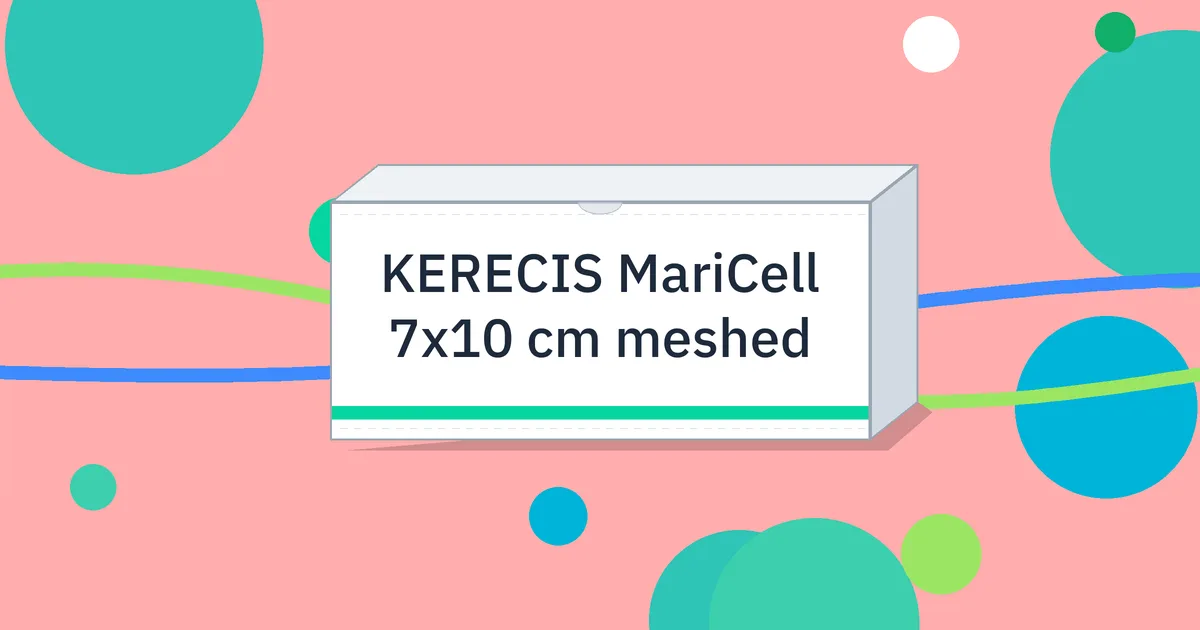 Symbolbild: Packung mit der Aufschrift KERECIS MariCell 7x10 cm meshed (PZN 20521422) – Verfügbarkeit und Bezug in Apotheken in Frankfurt am Main