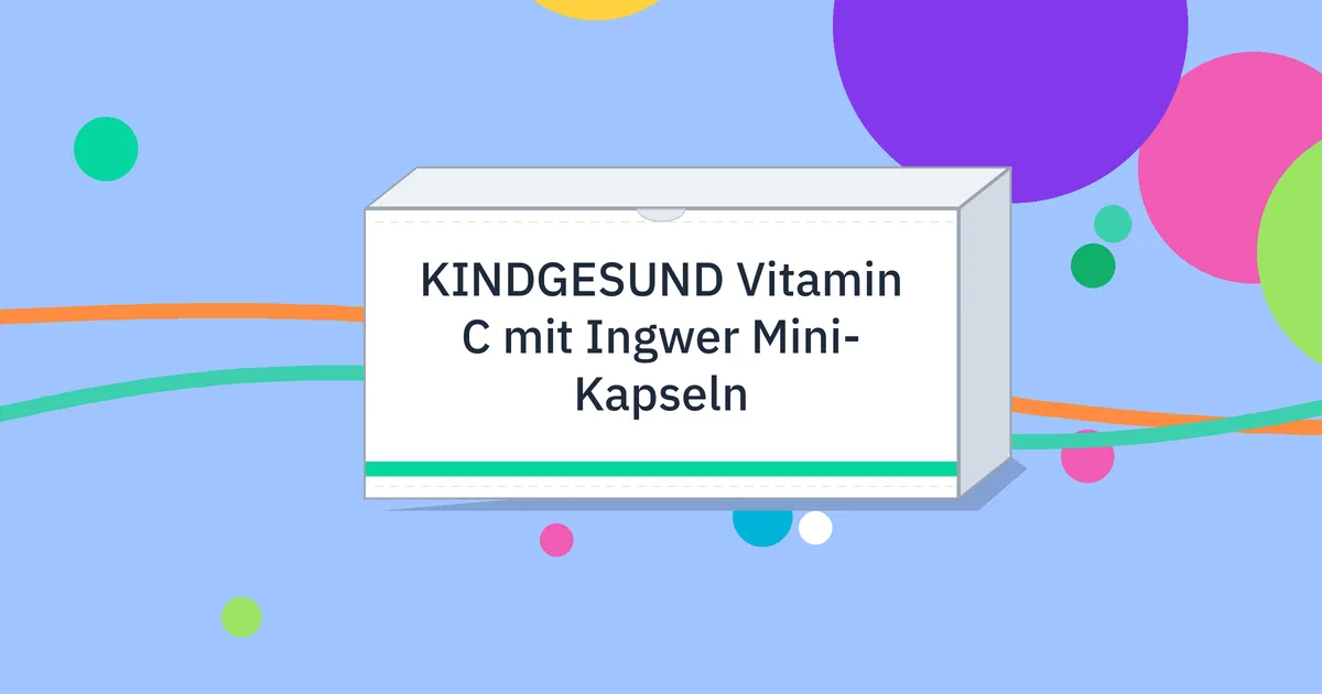 Symbolbild: Packung mit der Aufschrift KINDGESUND Vitamin C mit Ingwer Mini-Kapseln (PZN 18407021) – Verfügbarkeit und Bezug in Apotheken in Frankfurt am Main