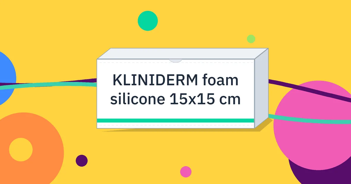 Symbolbild: Packung mit der Aufschrift KLINIDERM foam silicone 15x15 cm (PZN 16245063) – Verfügbarkeit und Bezug in Apotheken in Frankfurt am Main