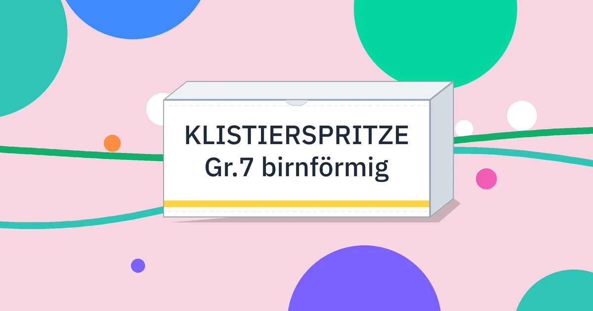Symbolbild: Packung mit der Aufschrift KLISTIERSPRITZE Gr.7 birnförmig (PZN 01731065) – Verfügbarkeit und Bezug in Apotheken in Frankfurt am Main