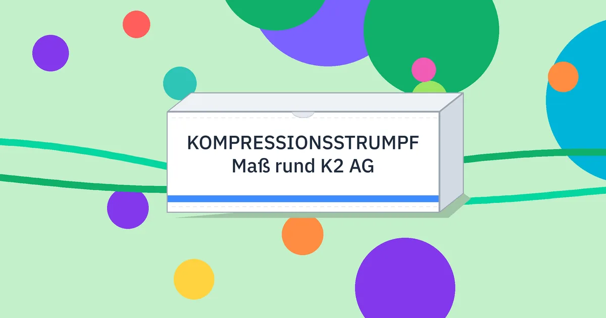 Symbolbild: Packung mit der Aufschrift KOMPRESSIONSSTRUMPF Maß rund K2 AG (PZN 10011619) – Verfügbarkeit und Bezug in Apotheken in Frankfurt am Main