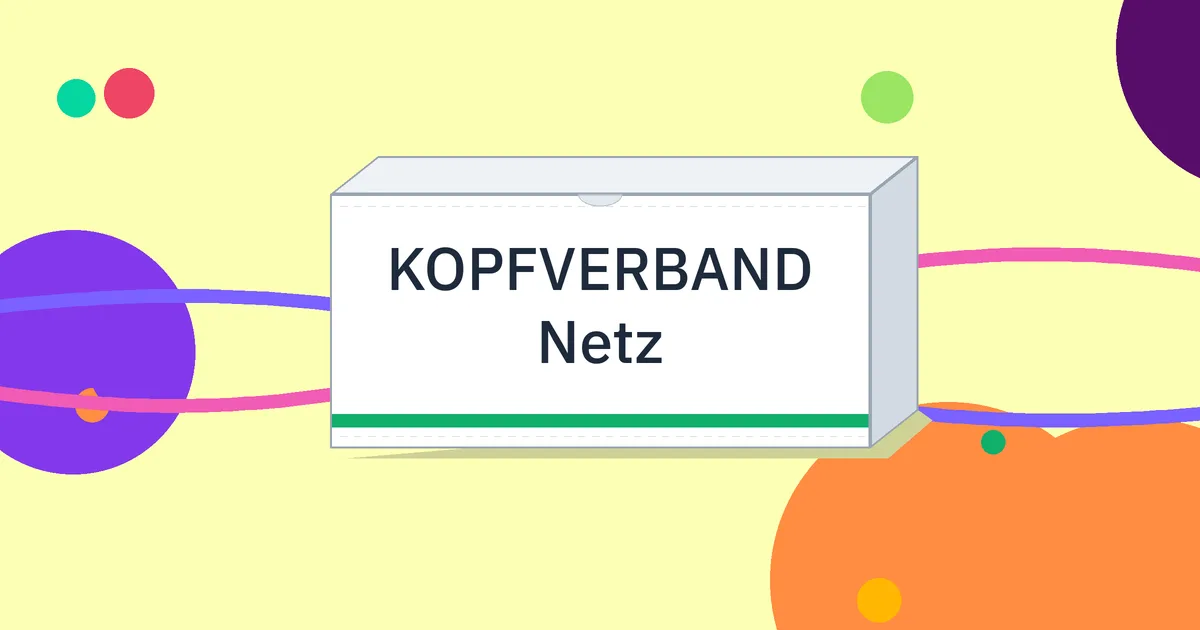 Symbolbild: Packung mit der Aufschrift KOPFVERBAND Netz (PZN 01294765) – Verfügbarkeit und Bezug in Apotheken in Frankfurt am Main